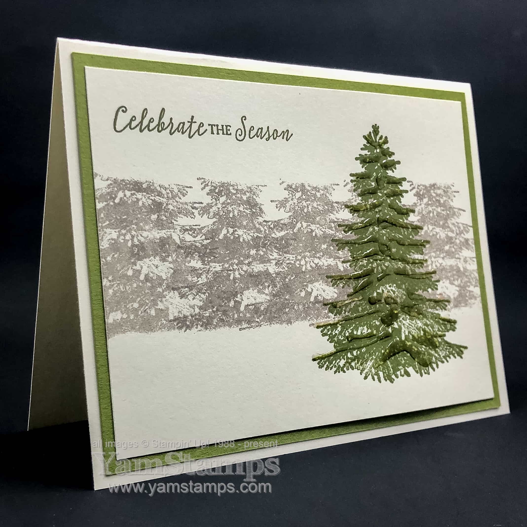 Winter Evergreen Card | Yamstamps.com - Linda's Stamping Blog